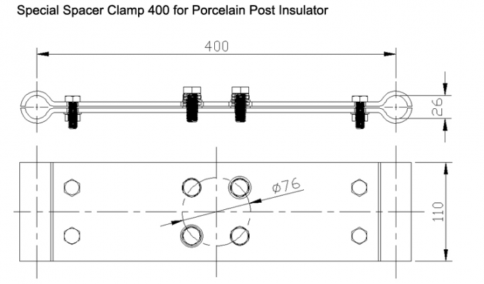 HDG Spacer Clamp For 33KV Transmission Line Post Insulator