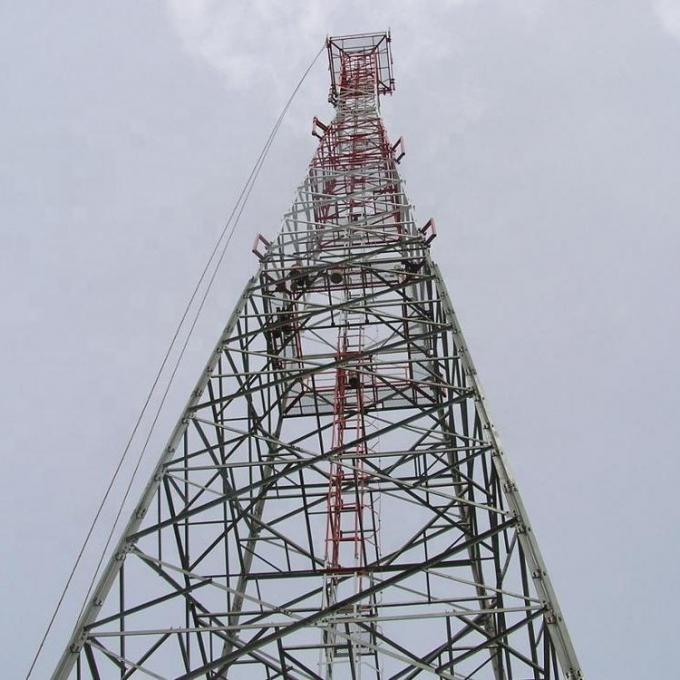 ANSI 4 Legged Lattice Antenna Tower Galvanized Steel Angular With Bracket