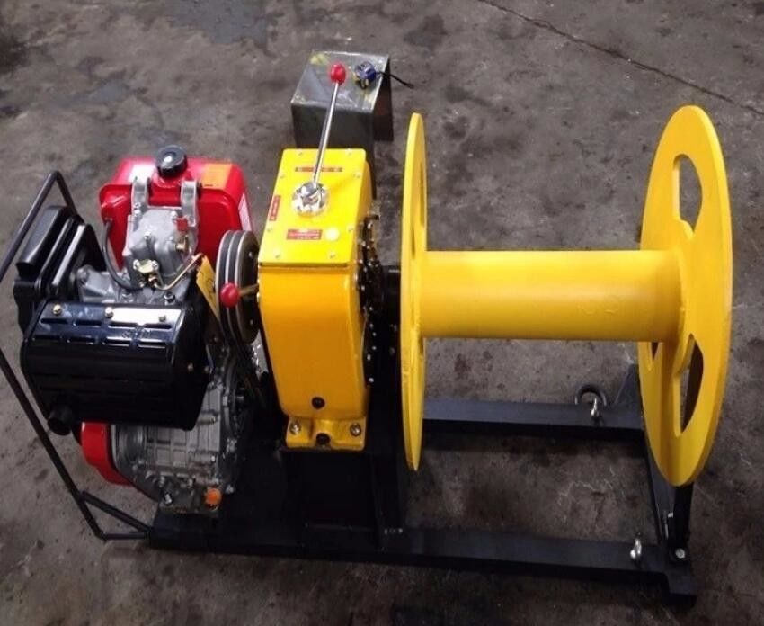Gasoline Diesel Engine Cable Winch Puller Take Up Stringing Equipment 5 ...