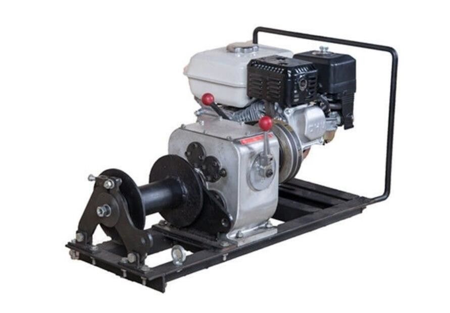 Petrol Engine Cable Winch Puller Belt Driven Portable 5Ton