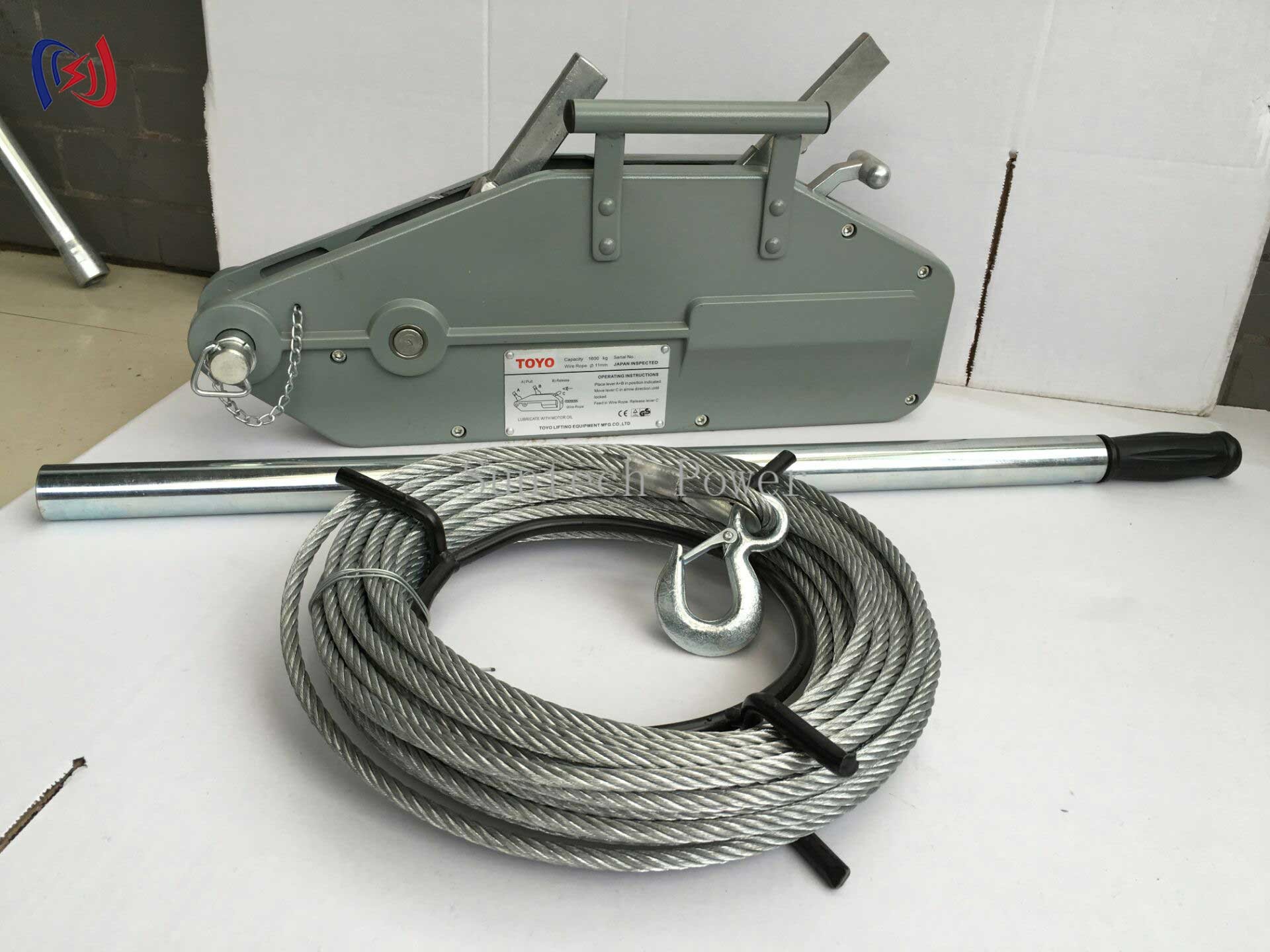 Heavy Duty Wire Rope Handle Hoist 5 Ton Capacity Manual Lever Operation ...