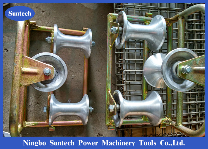 Triple Corner Ground 140mm Cable Pulling Rollers With Aluminum Alloy Wheels